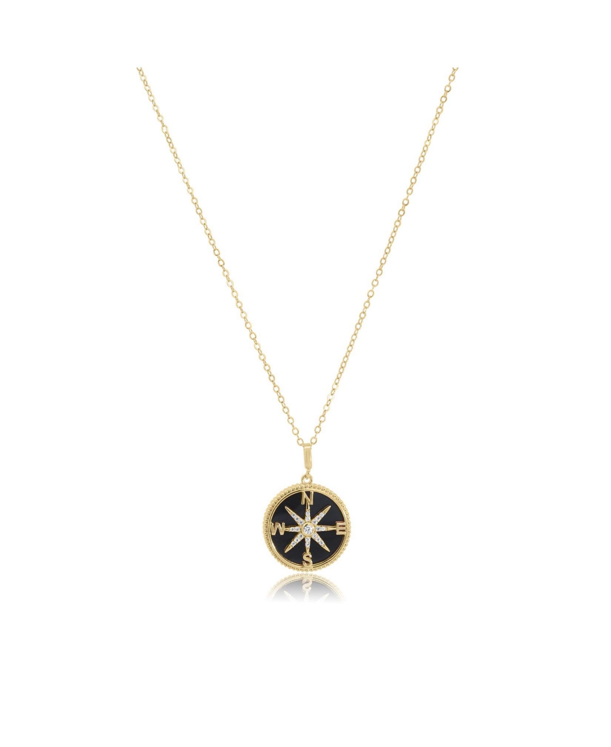 Click here for The Lovery Onyx Compass Necklace 14K Gold-Plated S... prices