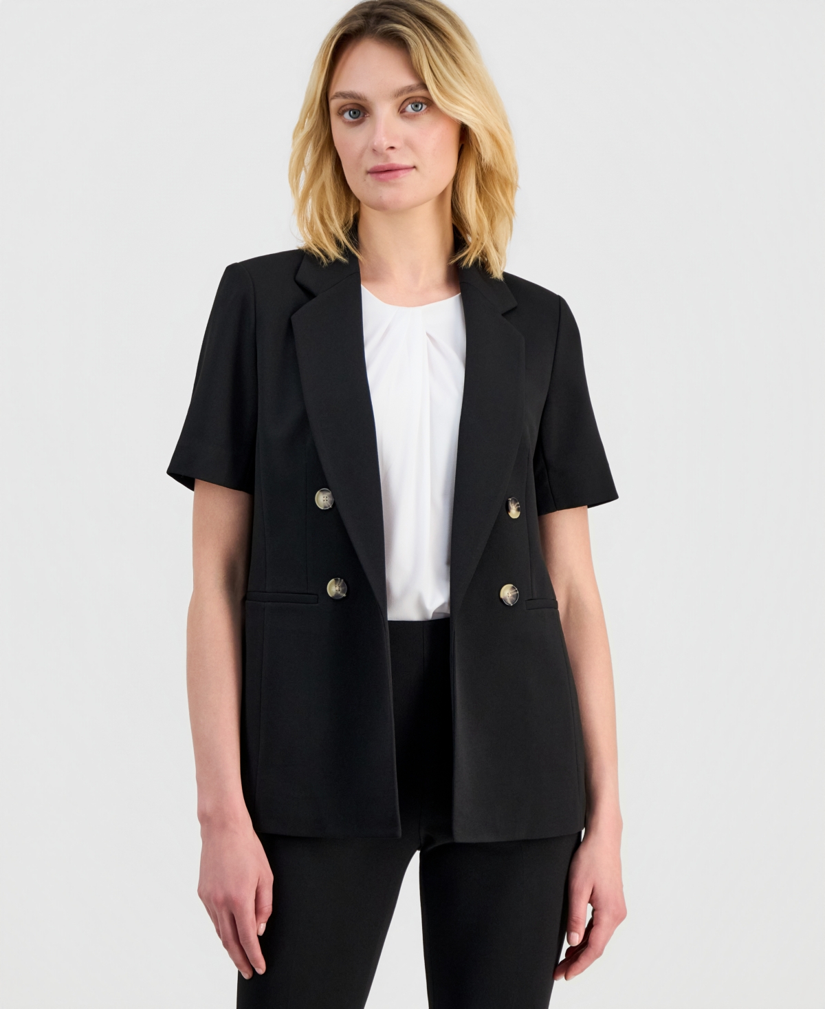Click here for Anne Klein Womens Open-Front Short-Sleeve Blazer... prices