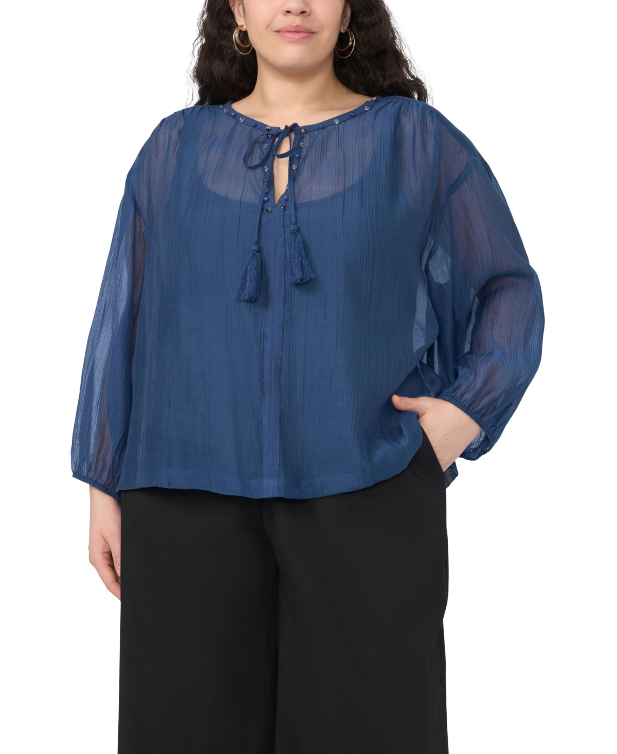 Click here for Vince Camuto Plus Size Split Neck Top - Classic Na... prices
