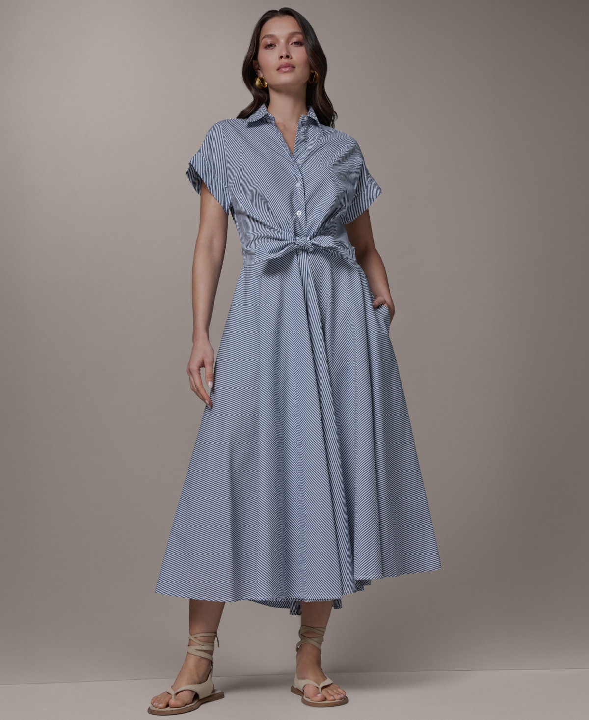 Click here for Donna Karan Weekend Womens Stripe Button-Front Col... prices