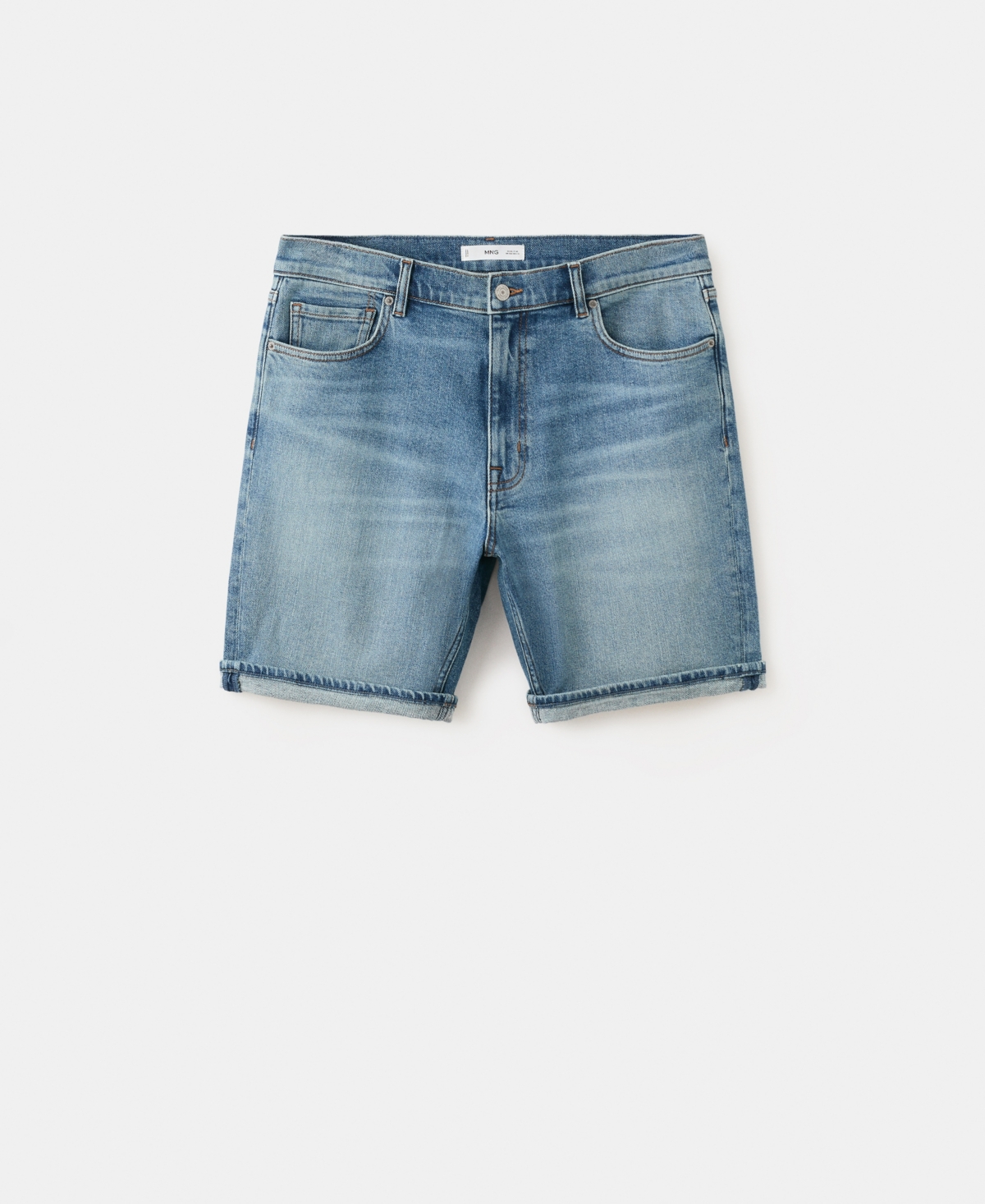 Click here for Mango Mens Slim-Fit Denim 9.45 Bermuda Shorts - Me... prices