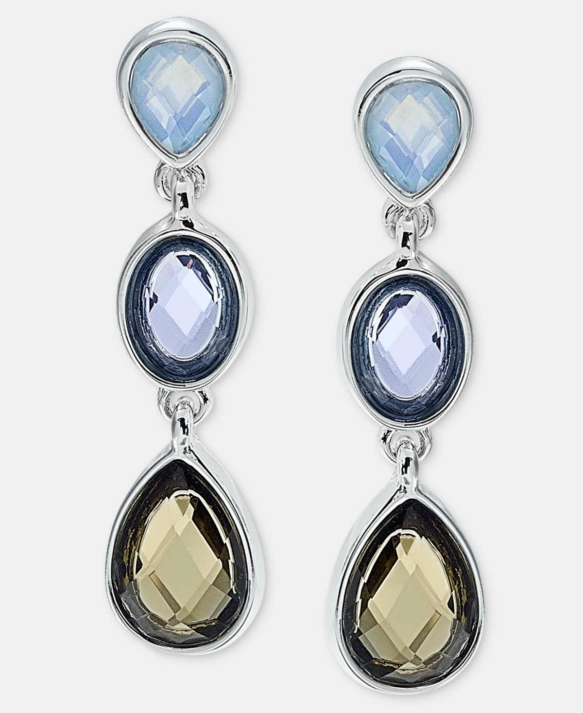 Click here for Anne Klein Silver-Tone Blue Stone Faceted Linear E... prices