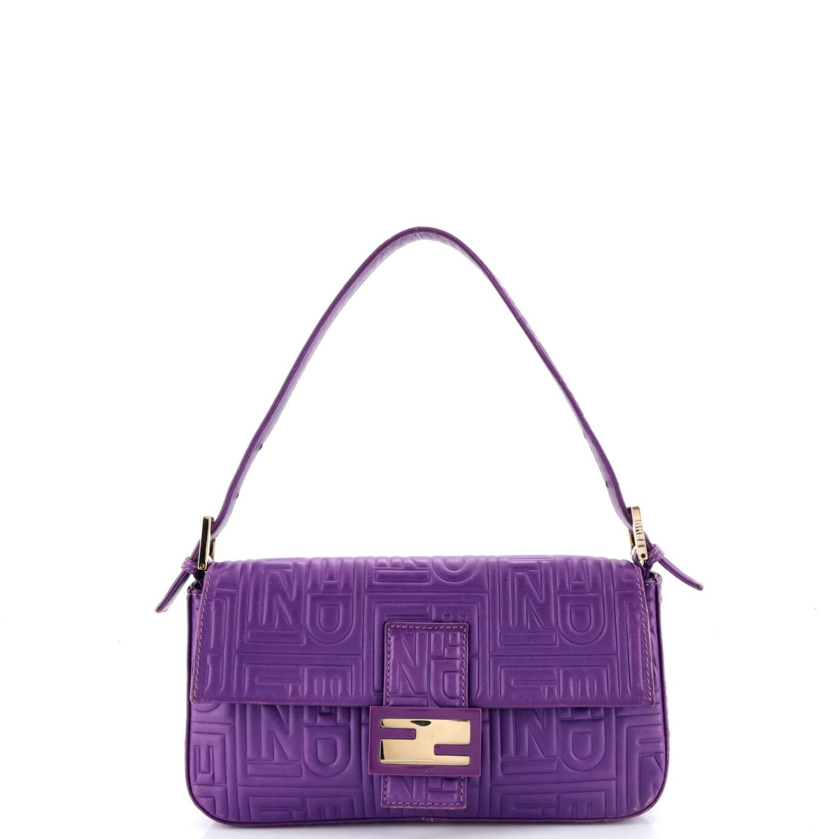 Click here for Pre-Owned Fendi Small Baguette Bag Logo Embossed L... prices