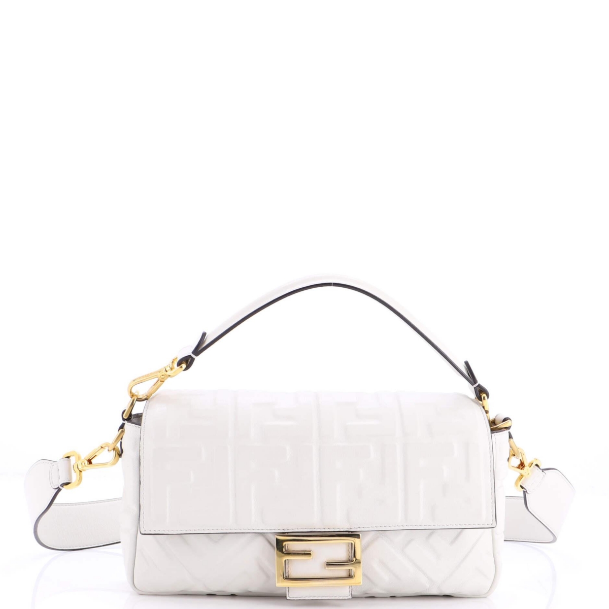 Click here for Pre-Owned Fendi Medium Baguette Nm Bag Zucca Embos... prices