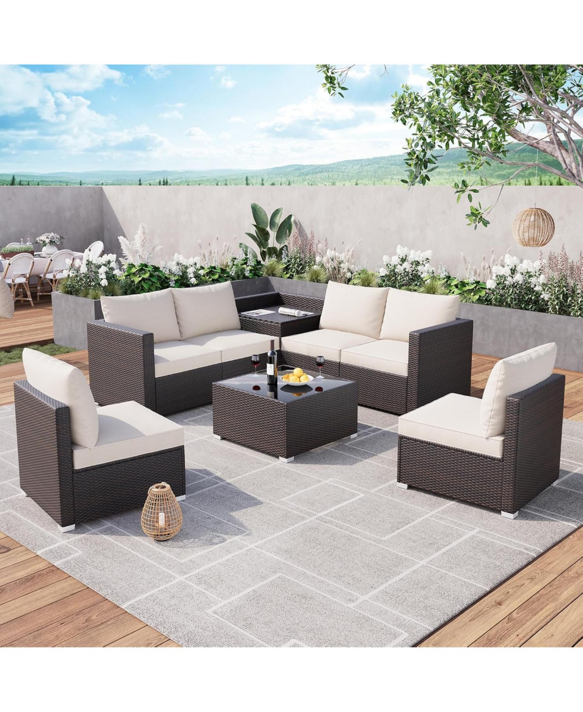 Click here for gaomon Modular 8-Piece Outdoor Sofa Set with Cushi... prices