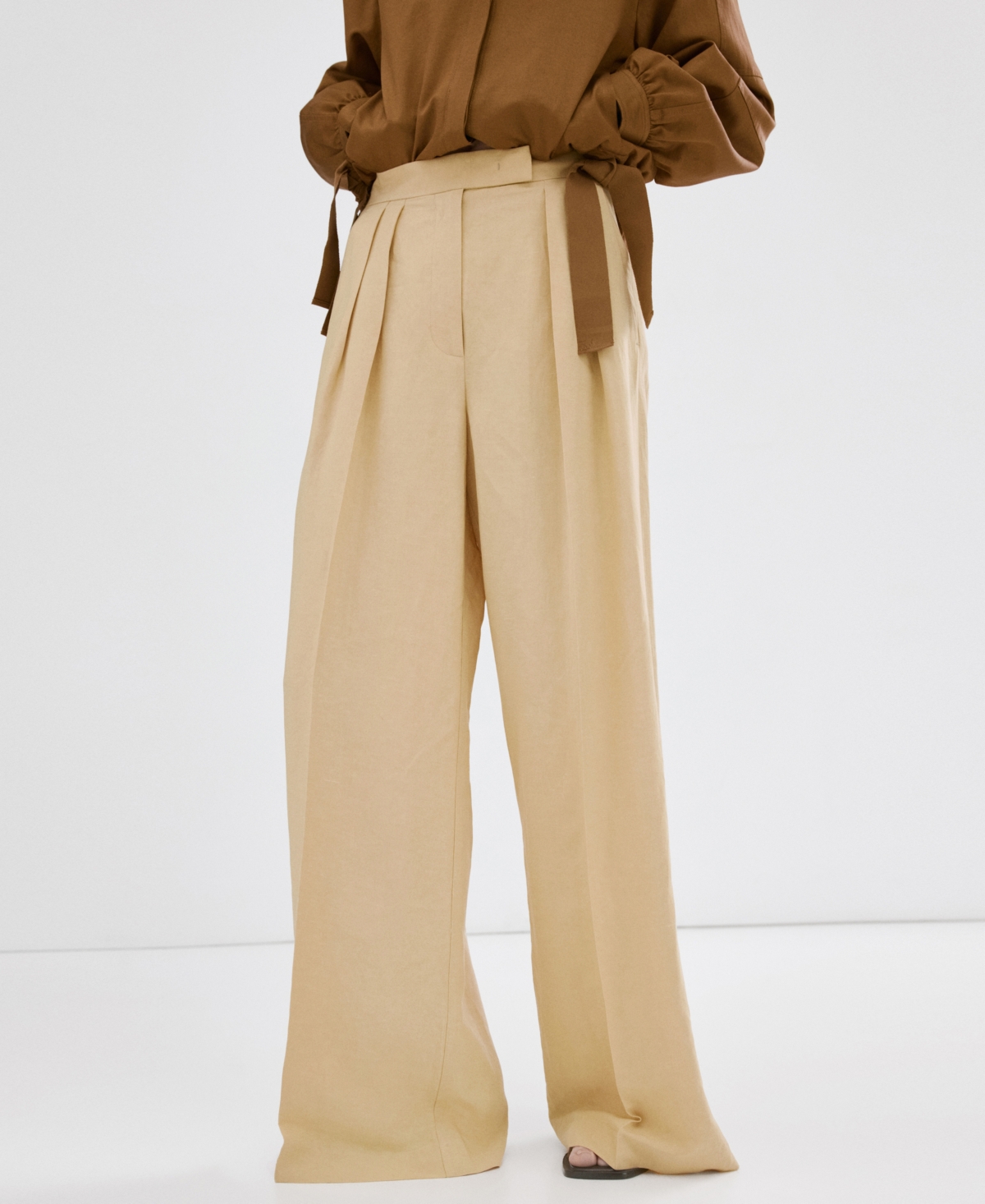 Click here for Mango Womens Straight Mid-Rise Pants - Mustard prices