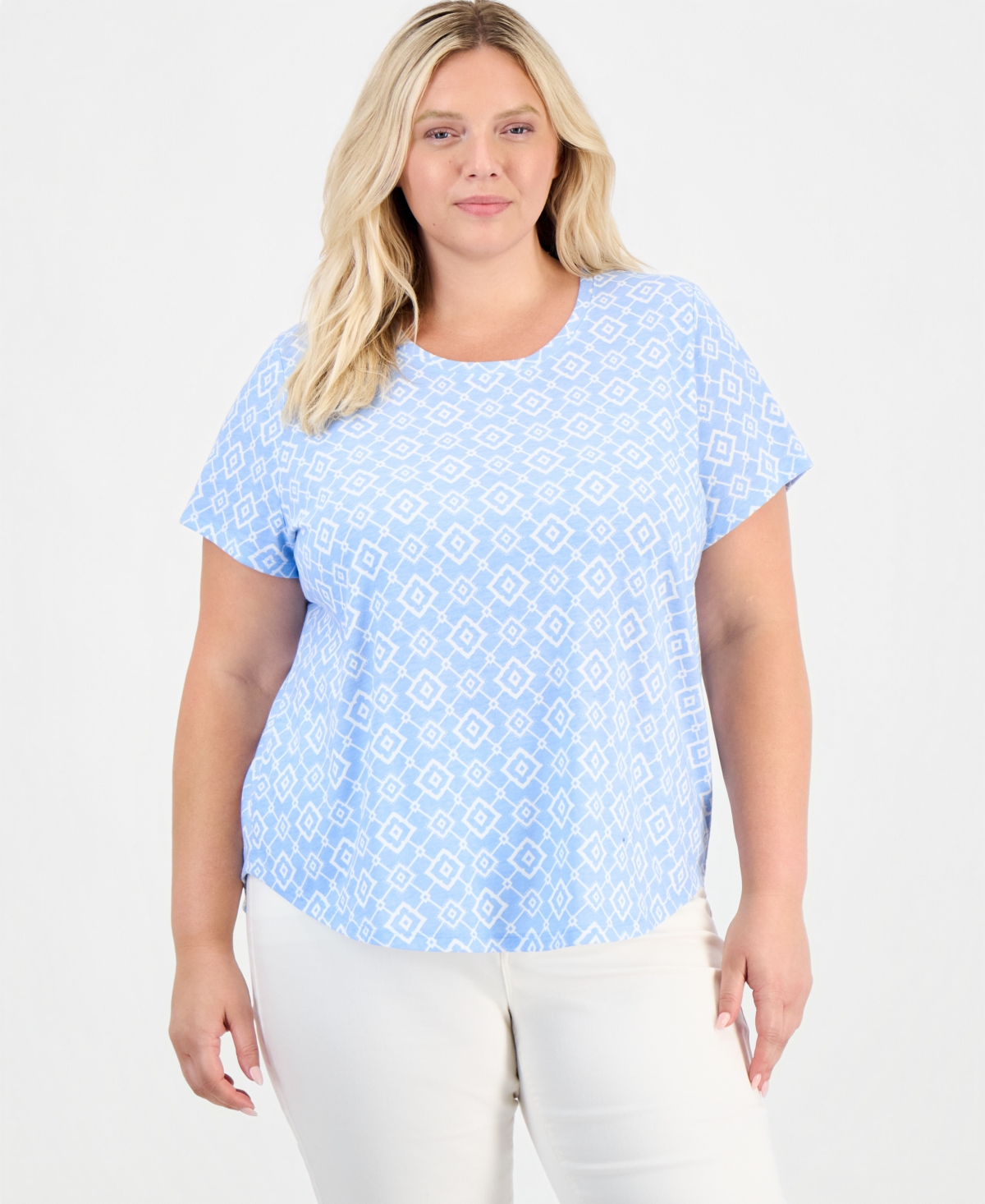 Click here for Style & Co Plus Size Printed Short-Sleeve Crewneck... prices