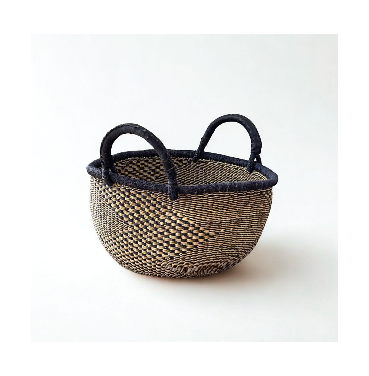 Click here for Mbare  Handwoven Checkerboard Bolga Basket - Black prices