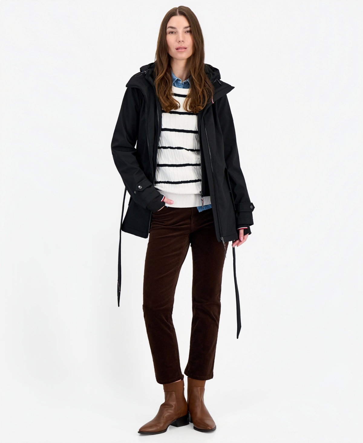 Click here for Tommy Hilfiger Womens Hooded Belted Softshell Coat... prices