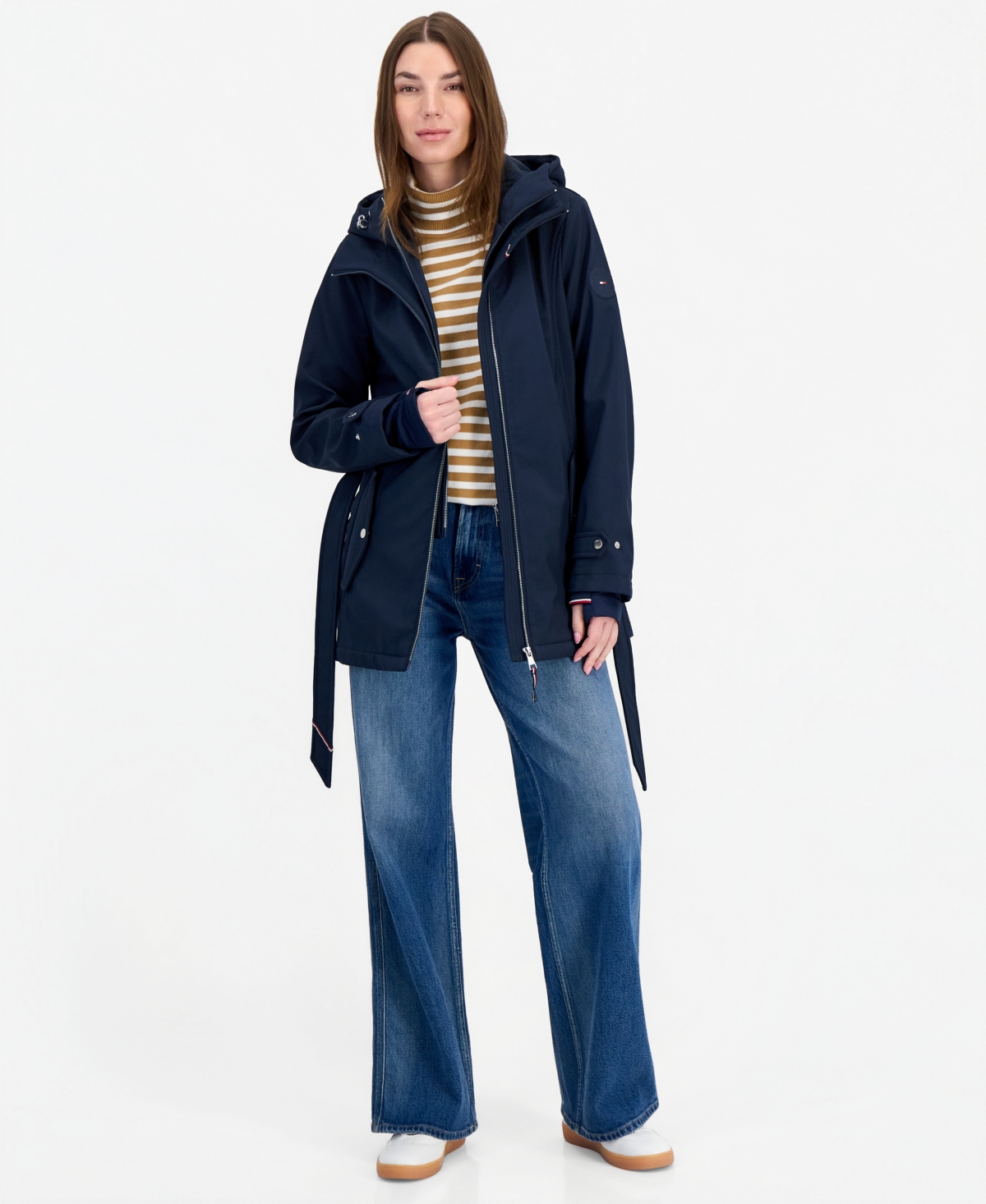 Click here for Tommy Hilfiger Womens Hooded Belted Softshell Coat... prices
