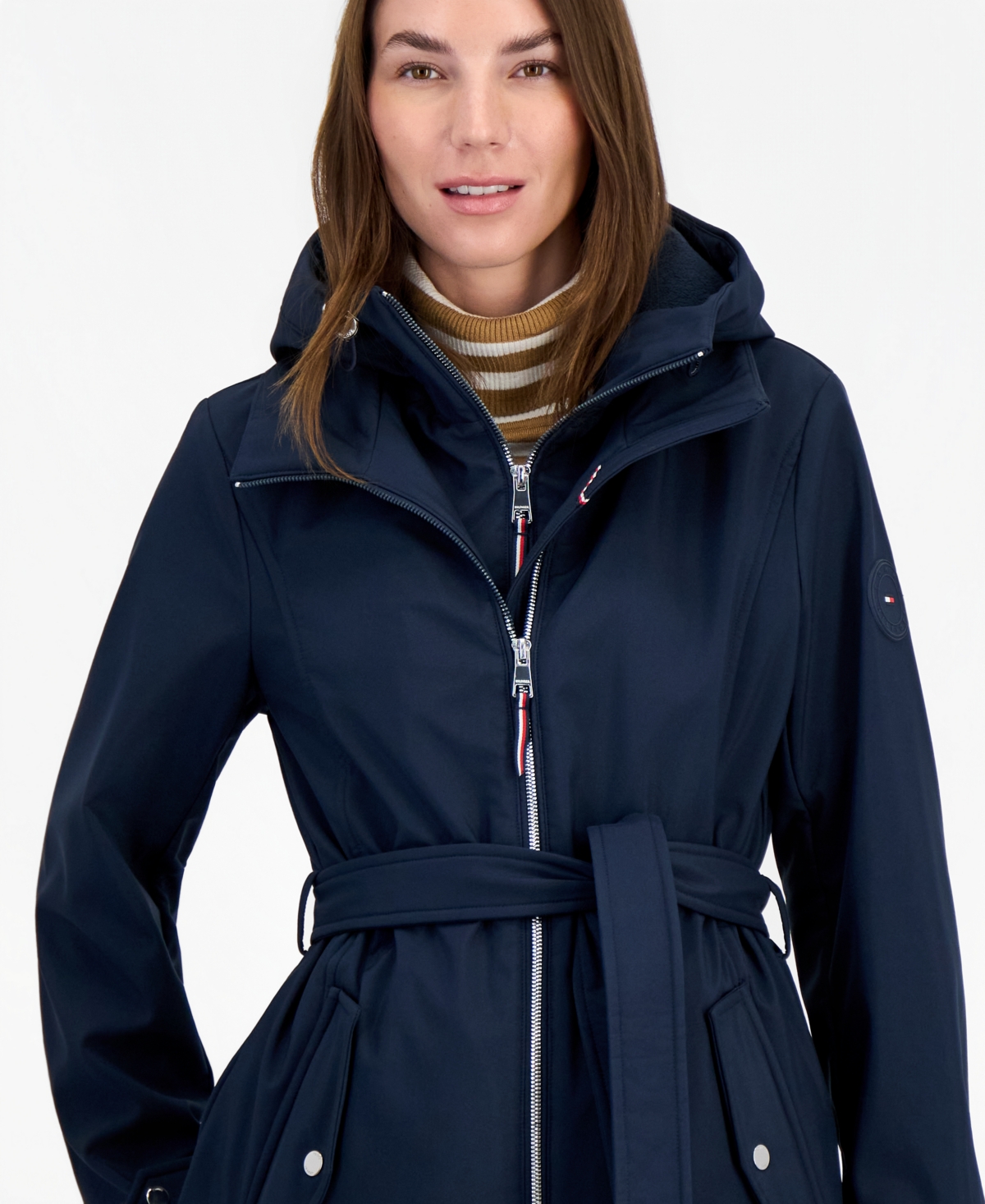 Click here for Tommy Hilfiger Petite Hooded Belted Softshell Coat... prices