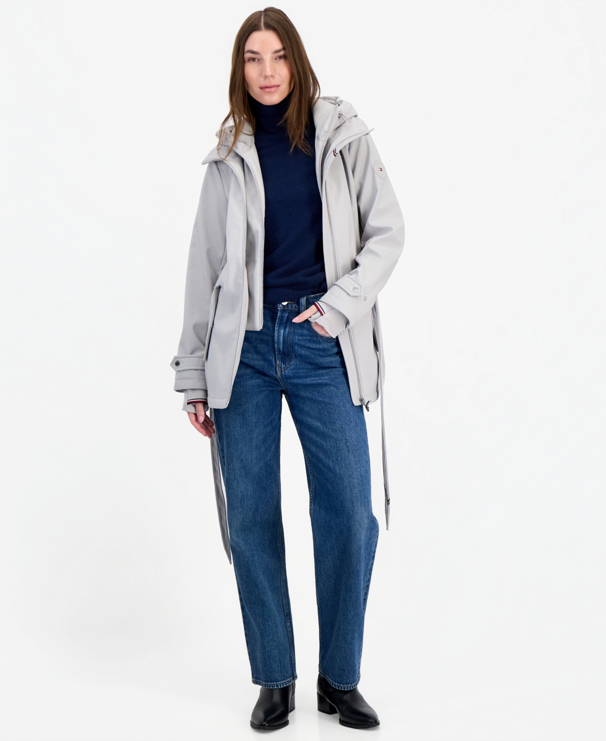 Click here for Tommy Hilfiger Womens Hooded Belted Softshell Coat... prices