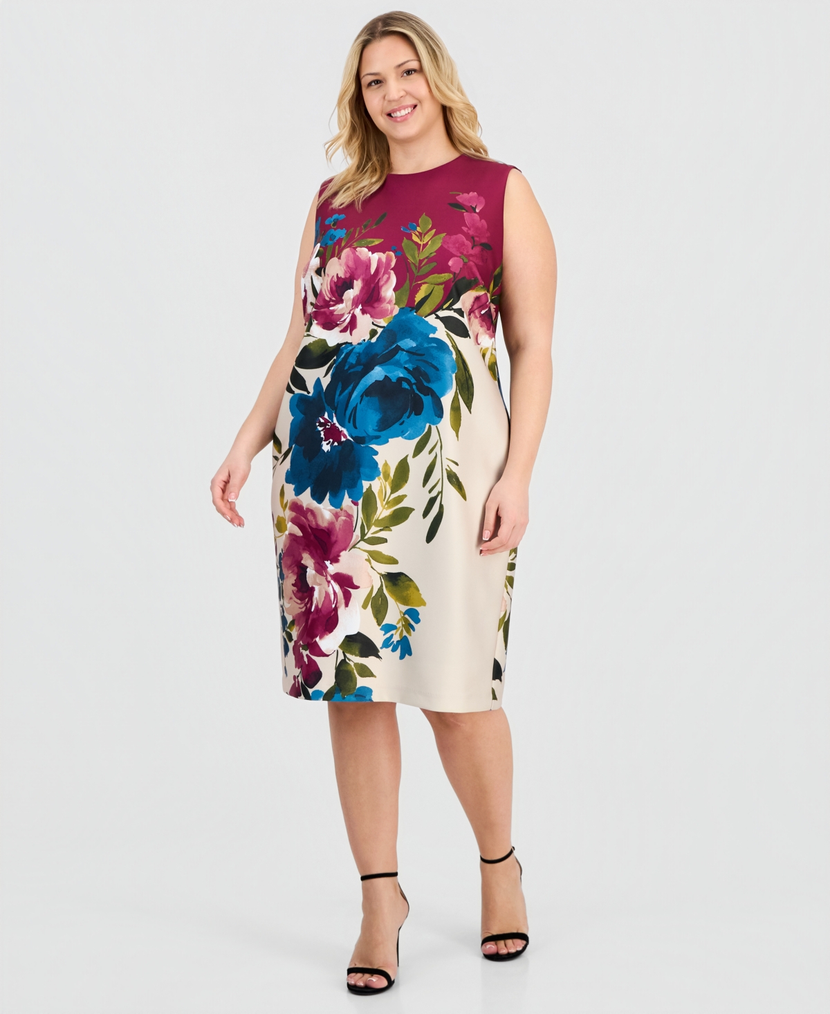 Click here for Anne Klein Plus-Size Printed Scuba Sheath Dress -... prices