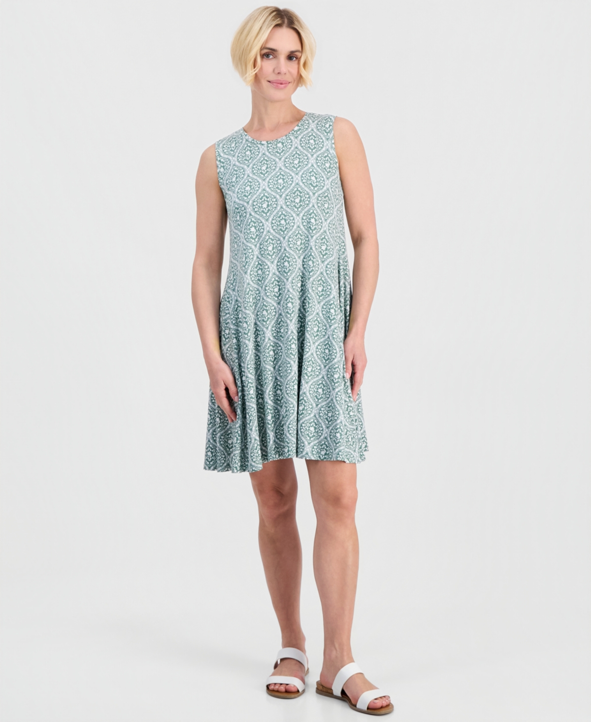 Click here for Style & Co Petite Geometric-Print Scoop-Neck Flip... prices