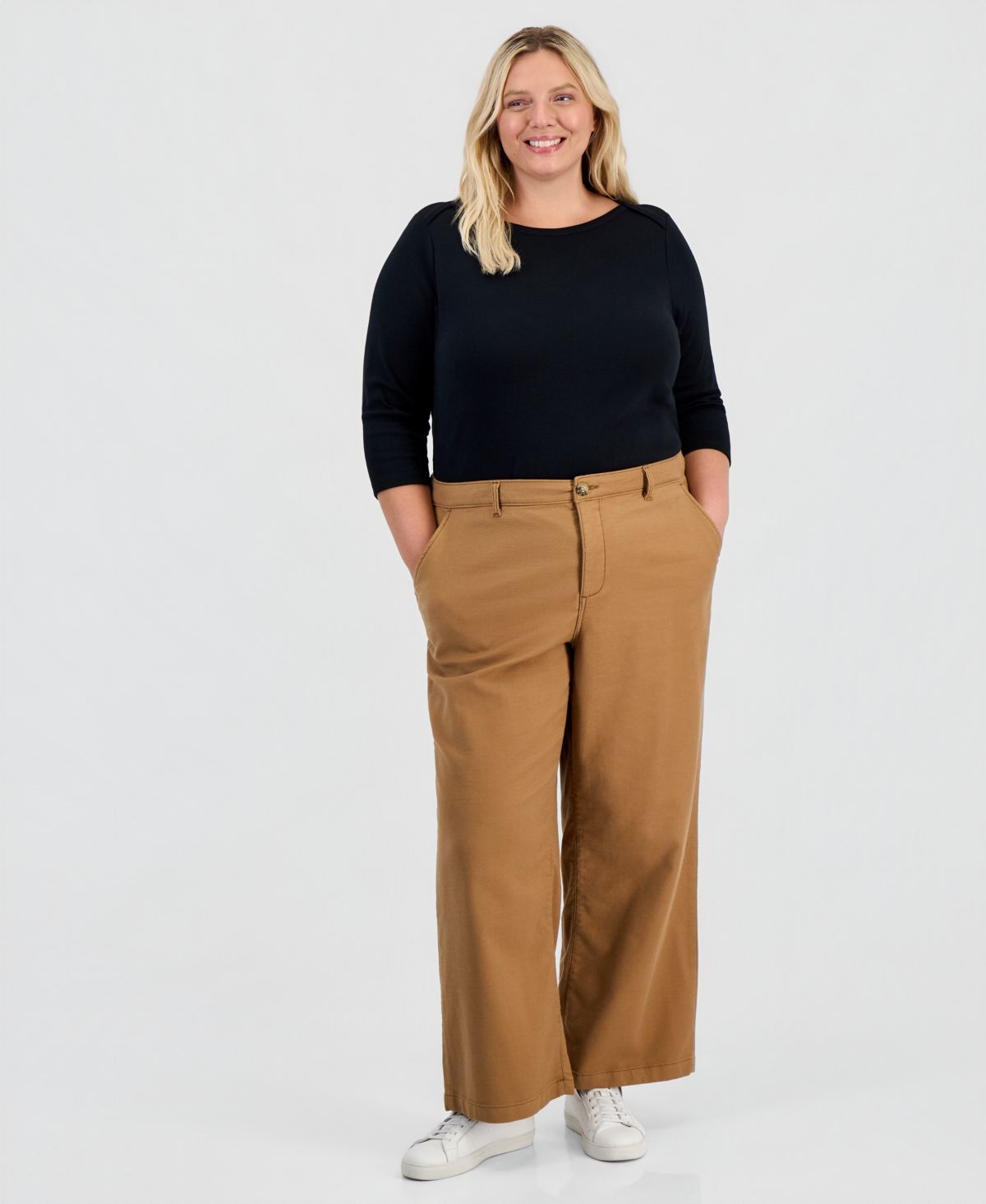 Click here for Style & Co Plus Size High-Rise Dobby Wide-Leg Pant... prices