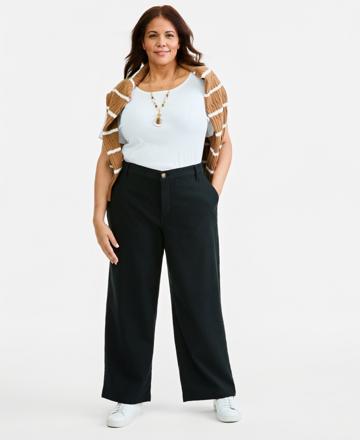 Click here for Style & Co Plus Size High-Rise Dobby Wide-Leg Pant... prices
