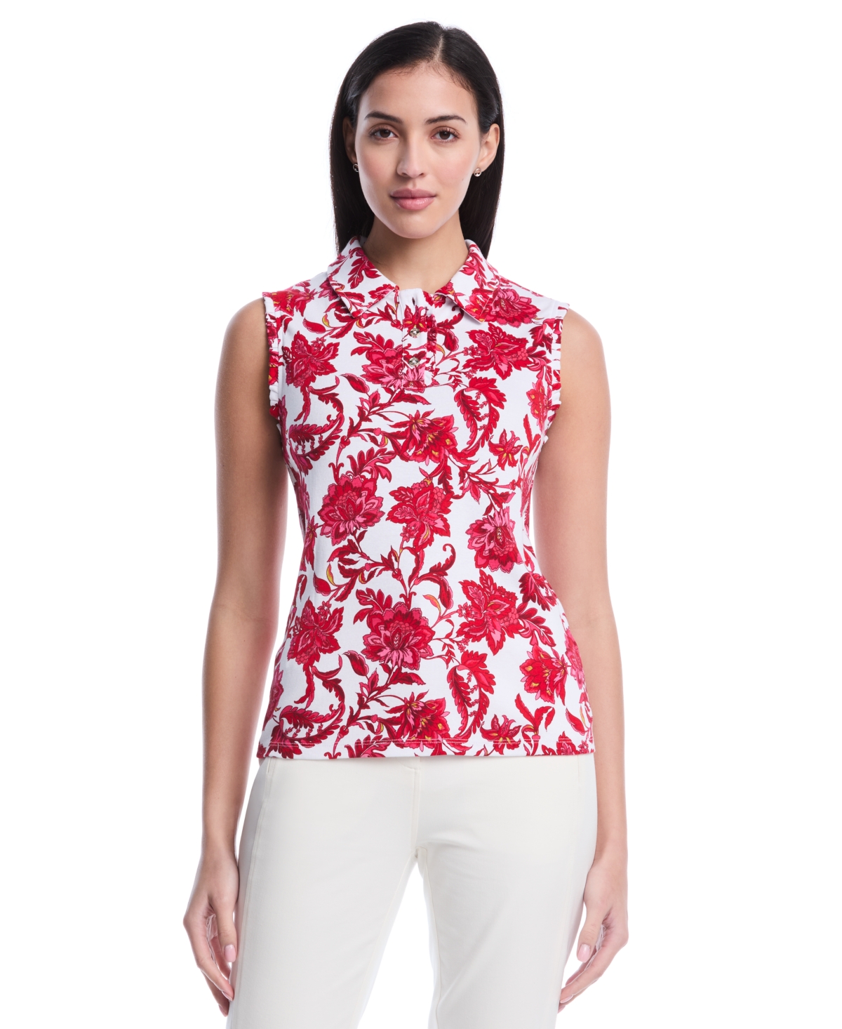 Click here for Rafaella Petite Botanical Print Ruffle Trim Sleeve... prices