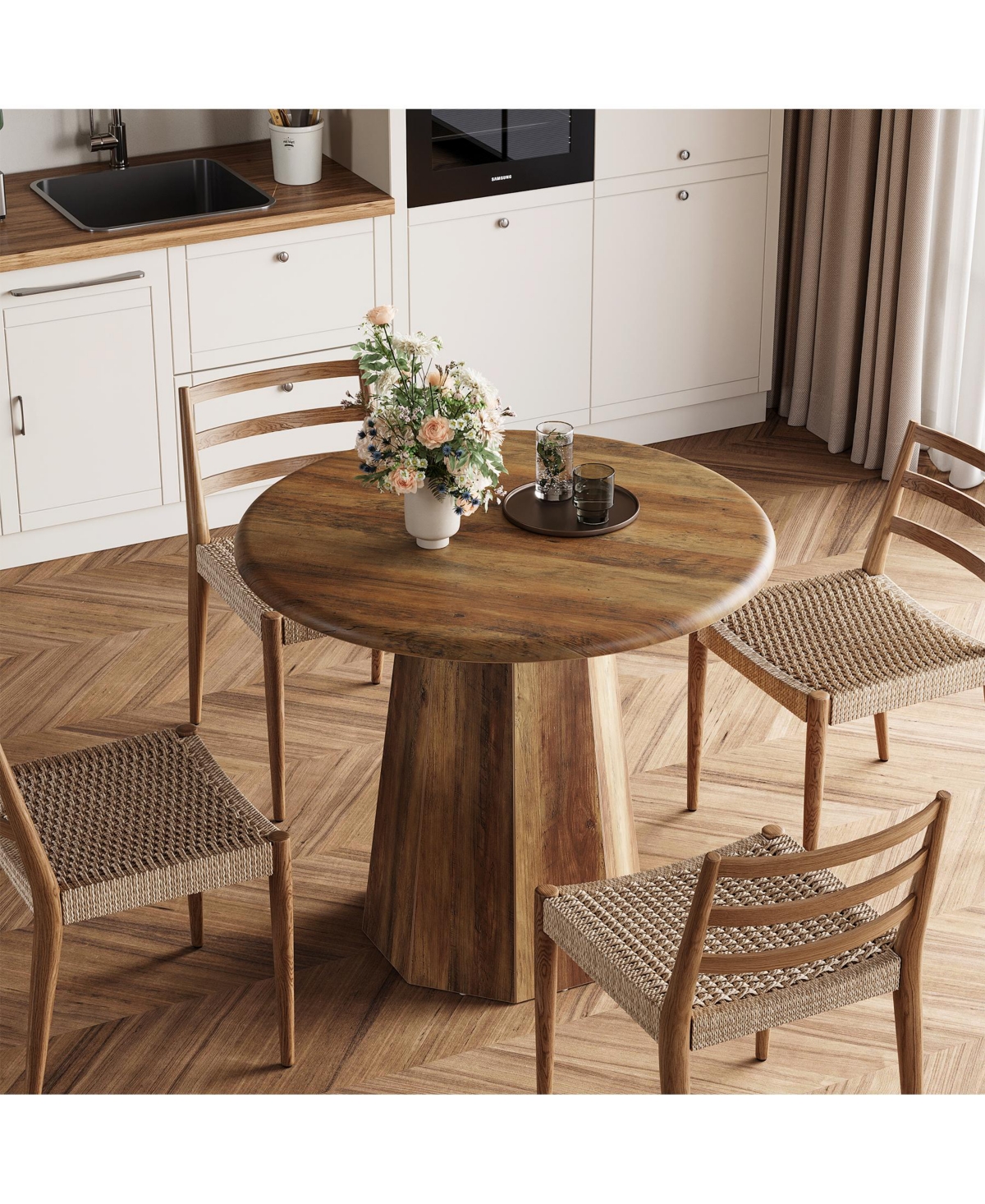 Click here for Tribesigns 31.5 Round Dining Table for 4  Wood Kit... prices