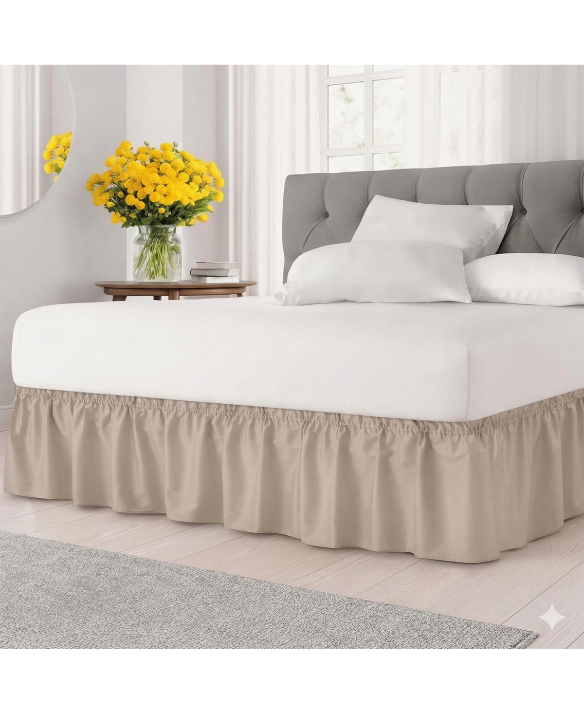 Click here for Ruffled Elastic Wrap Around Bedskirt 15 Inch Drop... prices