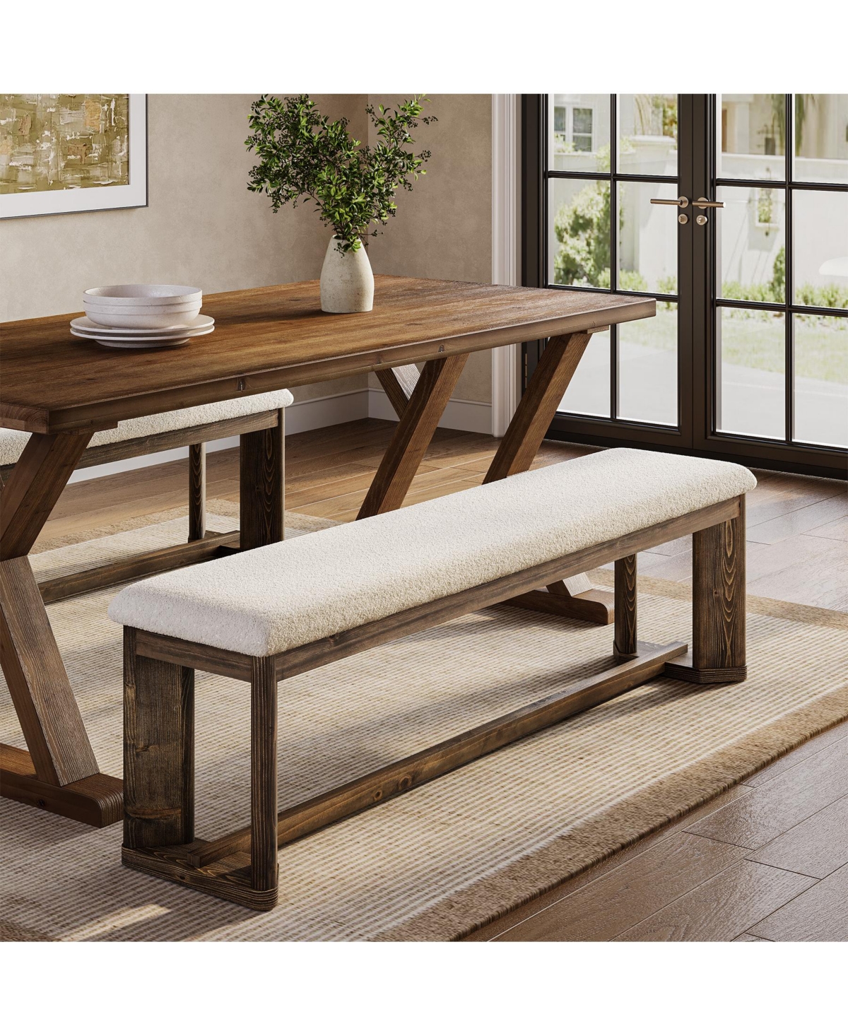 Click here for Tribesigns 63 Solid Wood Dining Bench  Upholstered... prices