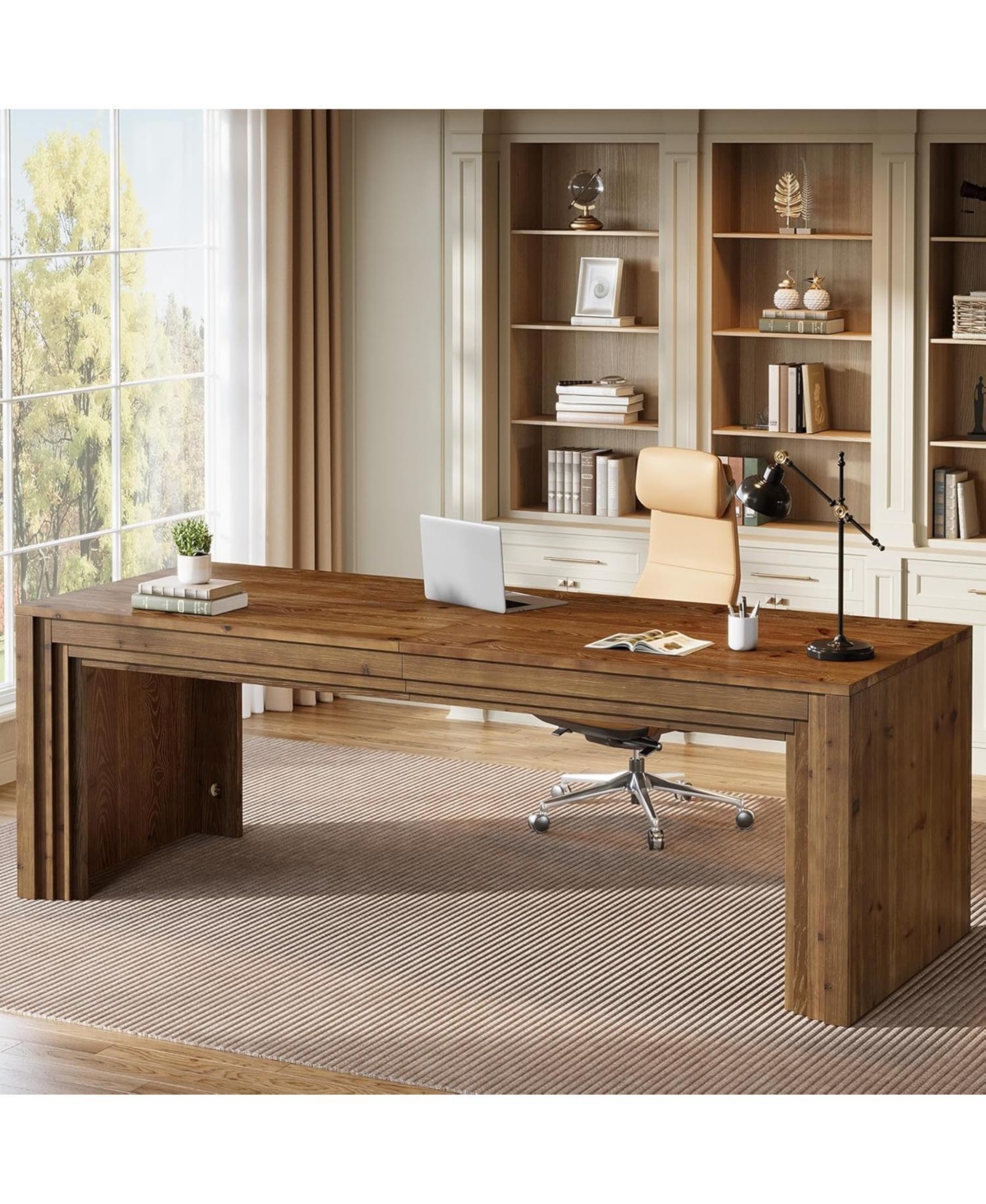 Click here for Tribesigns 78.7 Solid Wood Double Desk  Extra Long... prices