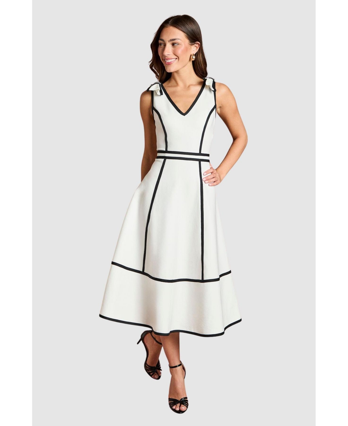 Click here for Coast Womens Ponte Piping Contrast Midi Dress - Cr... prices