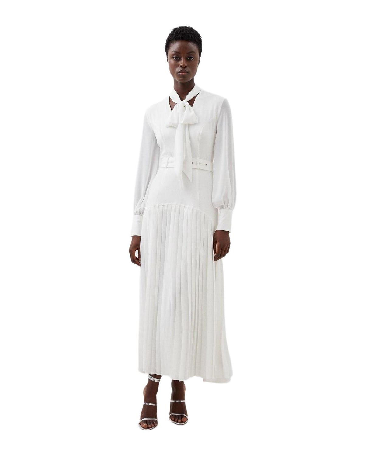 Click here for Karen Millen Jersey Ponte Georgette Mix Midi Dress... prices