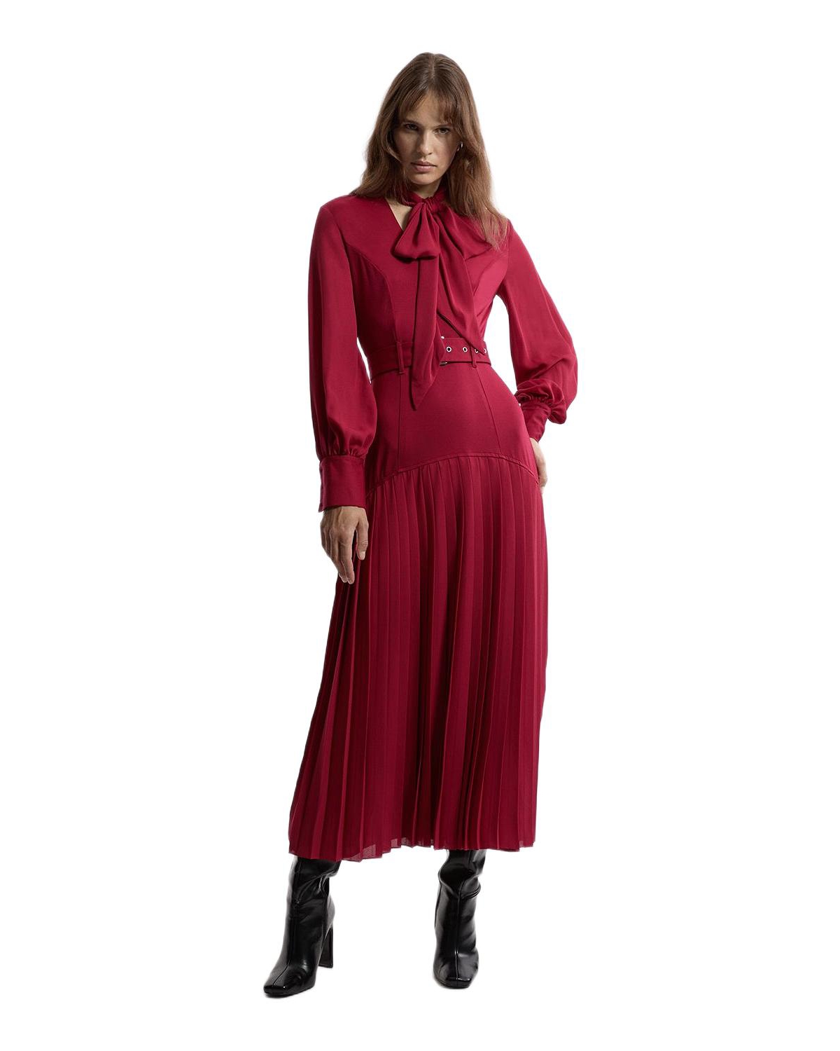 Click here for Karen Millen Jersey Ponte Georgette Mix Midi Dress... prices