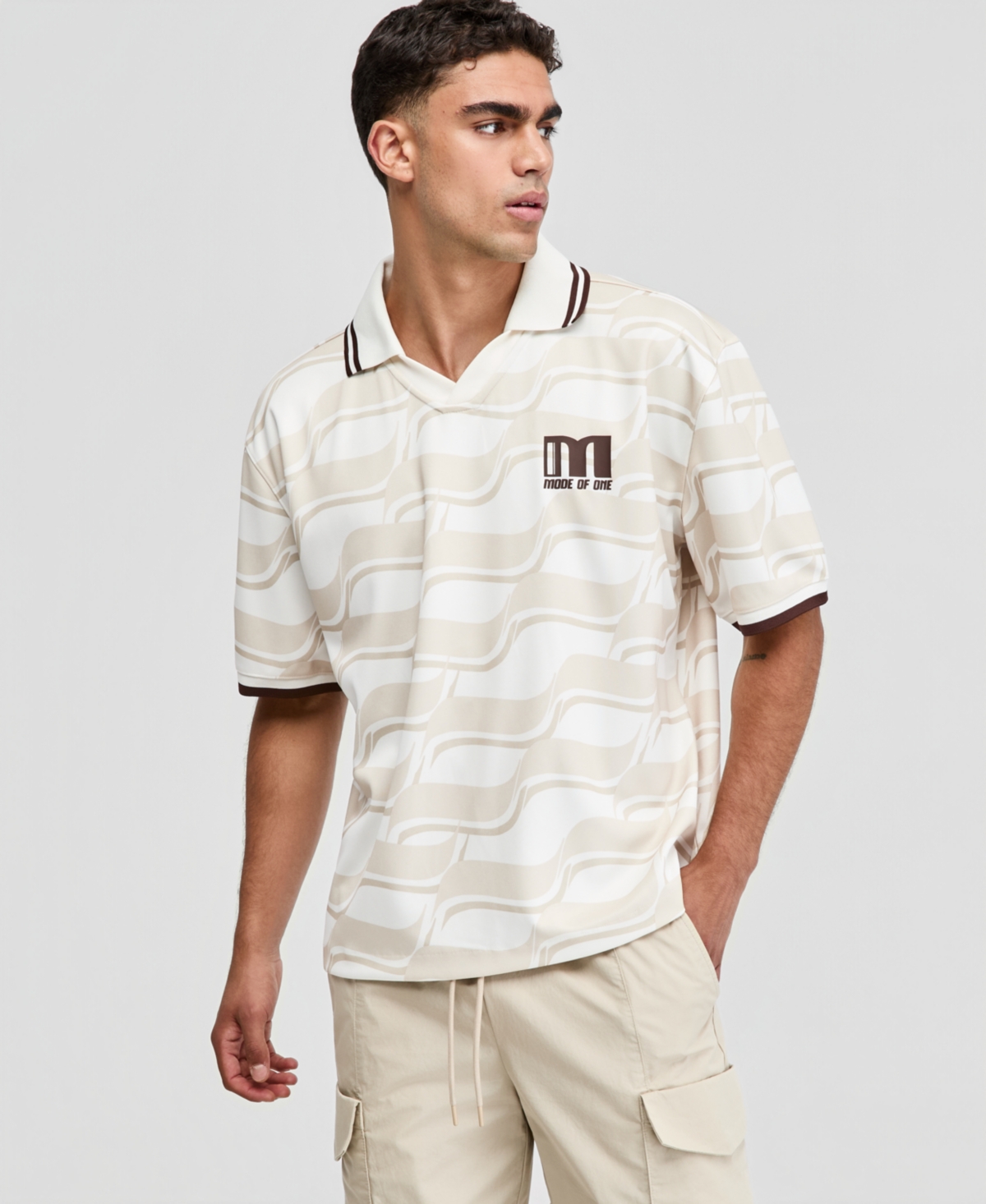 Click here for Mode of One Mens Relaxed-Fit Varsity Polo Shirt  M... prices