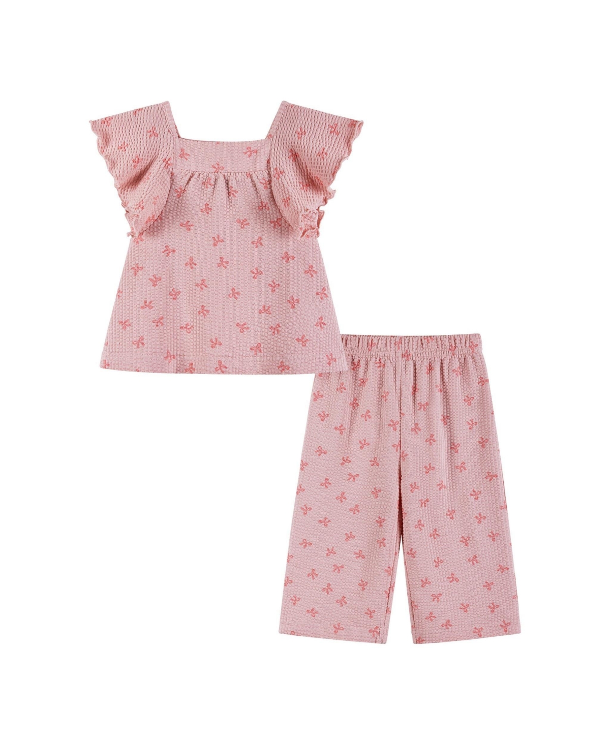 Click here for Andy & Evan Baby Girls Pink Bow Print Knit Seersuc... prices