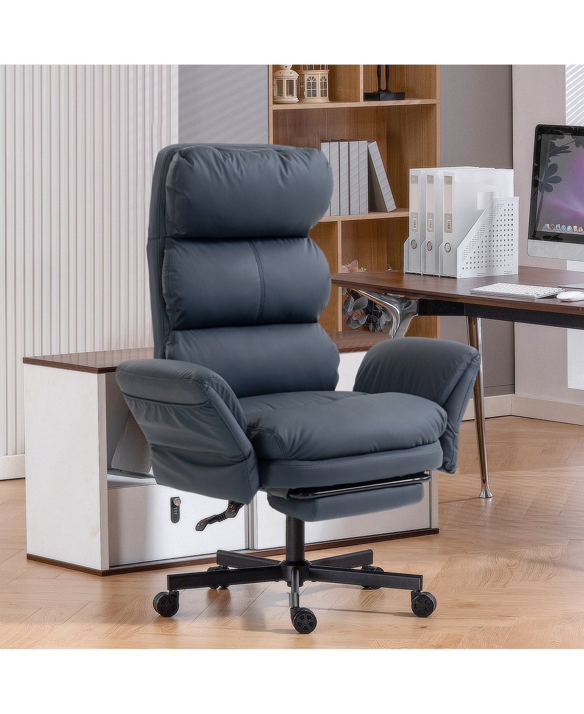 Click here for Dyhome Pu Leather Cross-legged Office Chair with F... prices