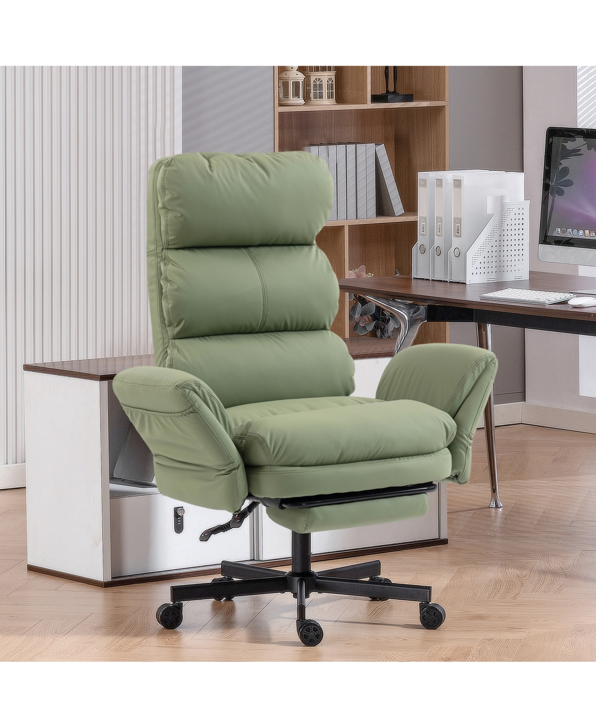 Click here for Dyhome Pu Leather Cross-legged Office Chair with F... prices