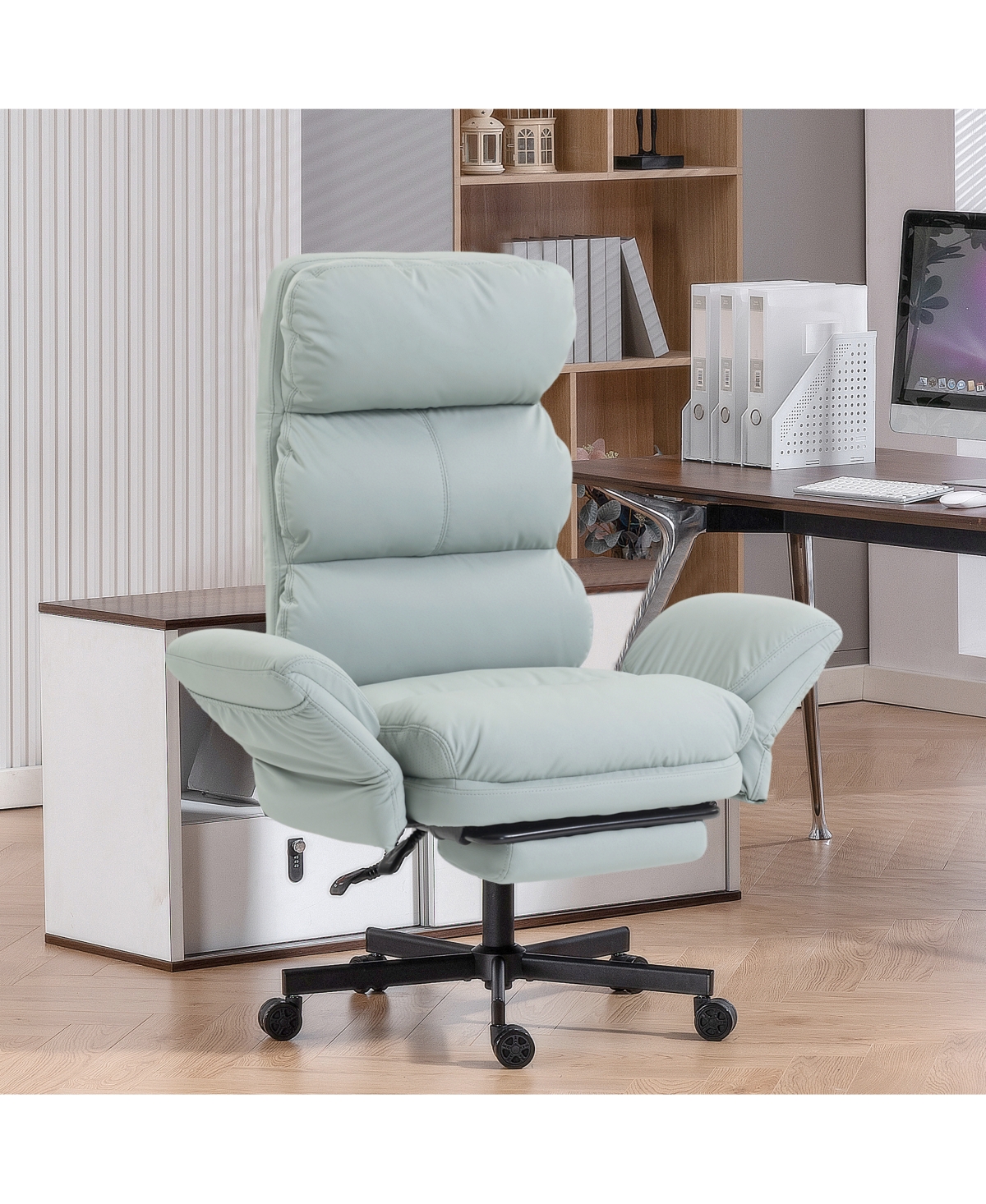 Click here for Dyhome Pu Leather Cross-legged Office Chair with F... prices