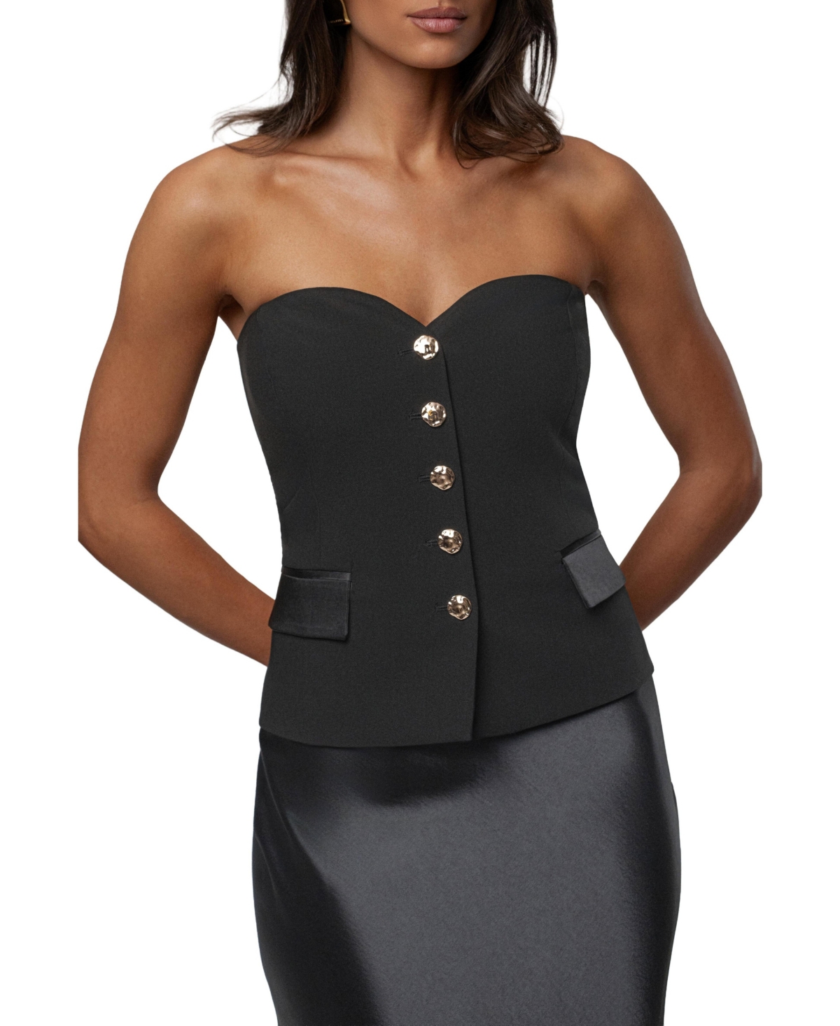 Click here for Jluxlabel Womens Button Front Vest - Black prices