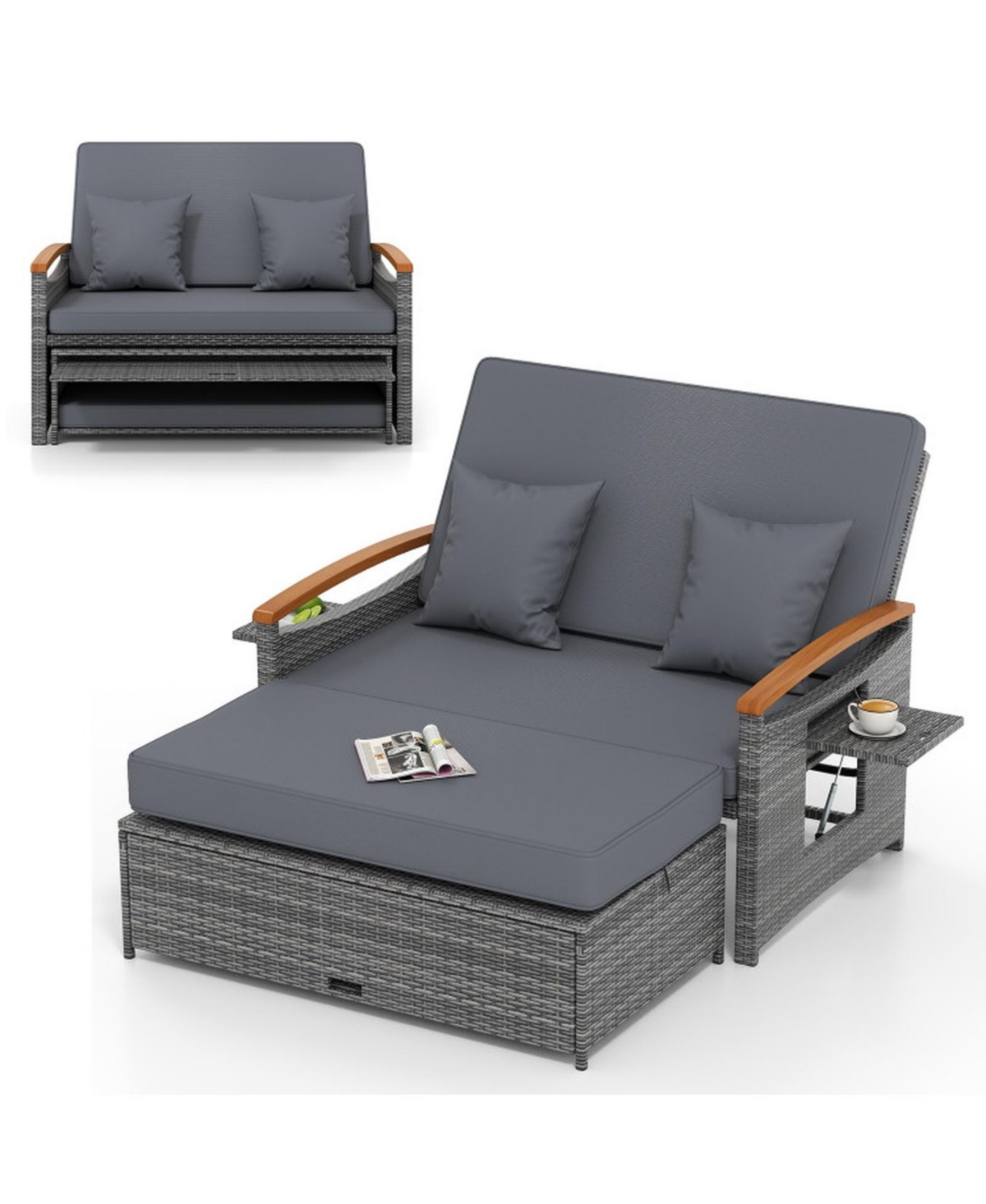 Click here for Gouun 3-in-1 Outdoor Wicker Daybed with Adjustable... prices