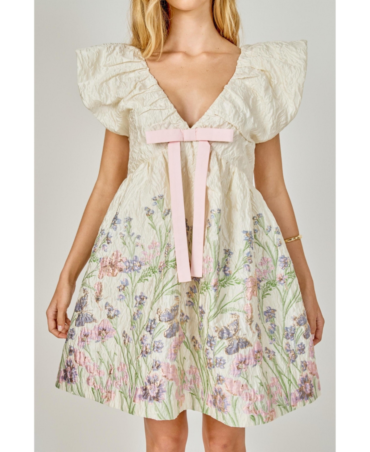 Click here for endless rose Womens Jacquard with bow Mini Dres -... prices