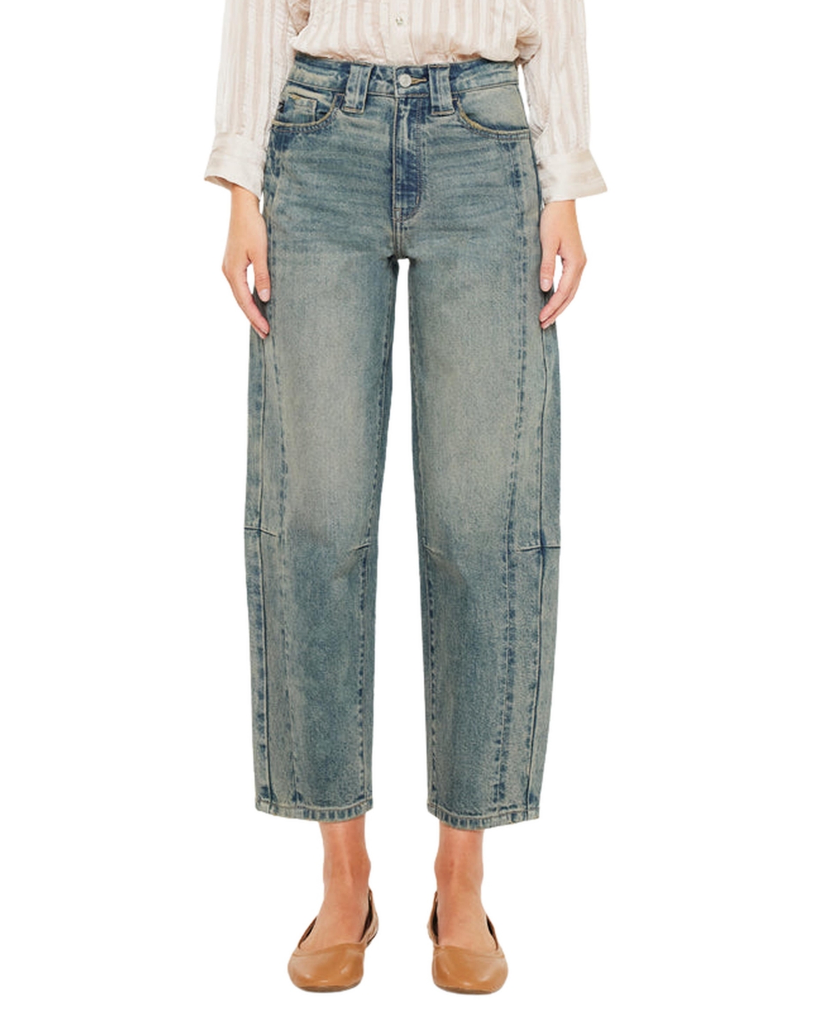 Click here for KanCan Womens Cecilia High Rise Slim Barrel Jeans... prices