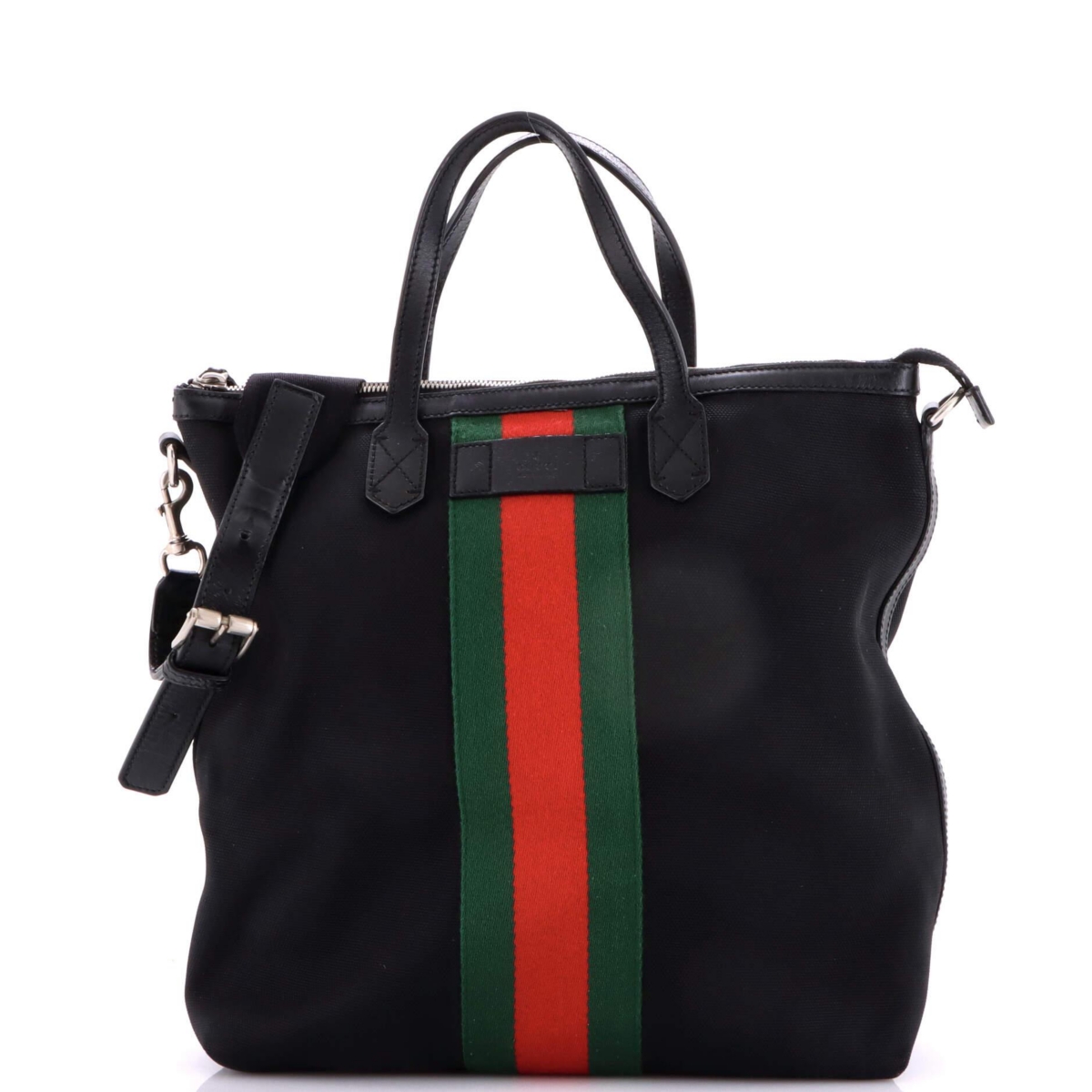 Click here for Pre-Owned Gucci Medium Web Zip Tote Techno Canvas... prices
