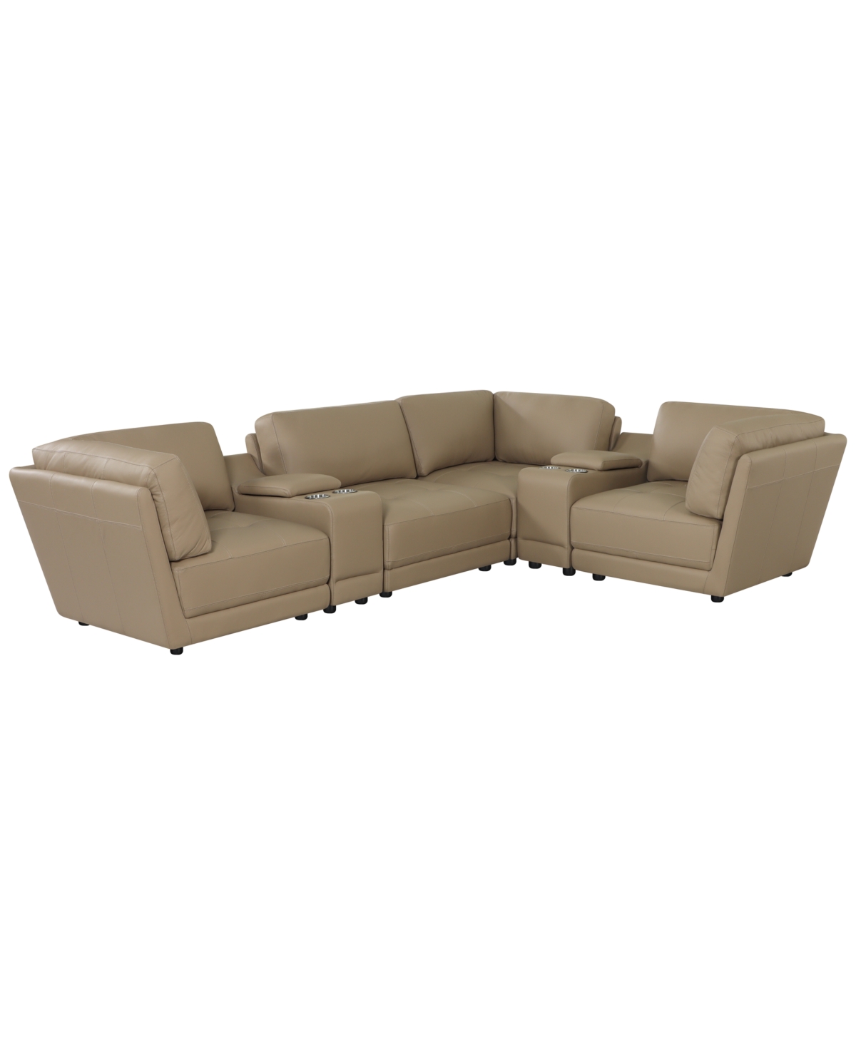 Click here for Versa 6-Pc. L-Shape Leather Sectional with 2 Conso... prices