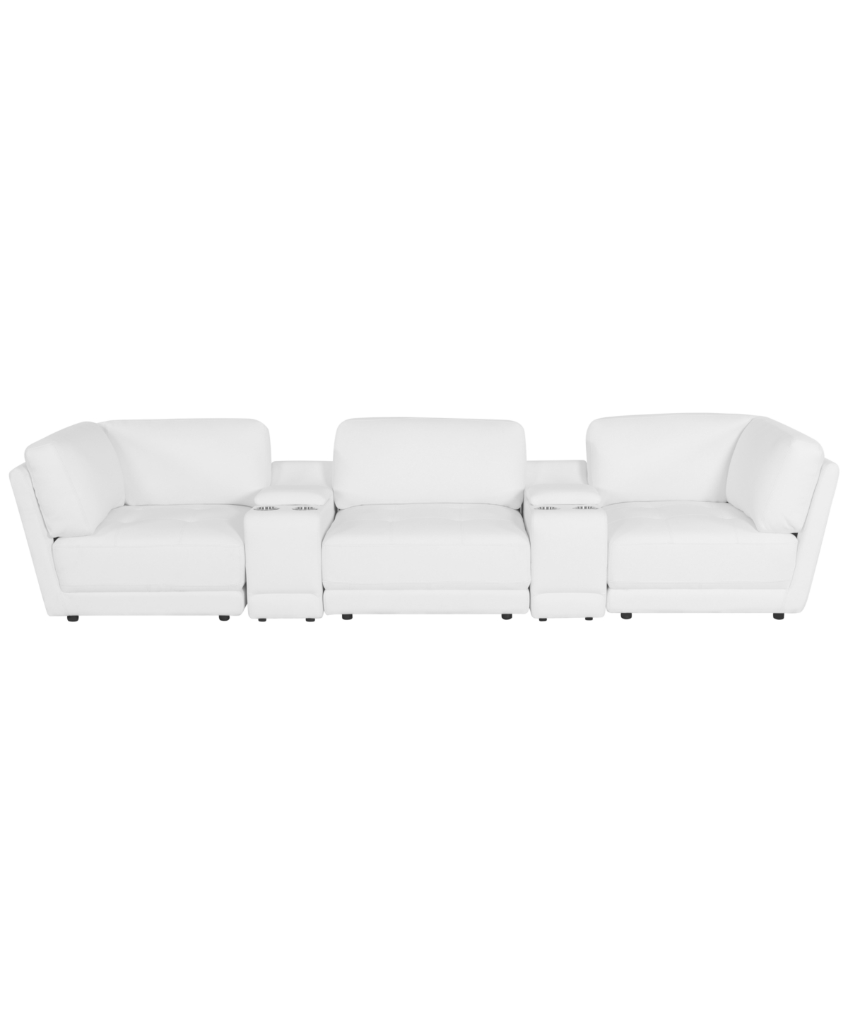 Click here for Versa 5-Pc. Leather Sofa with 2 Consoles - White prices