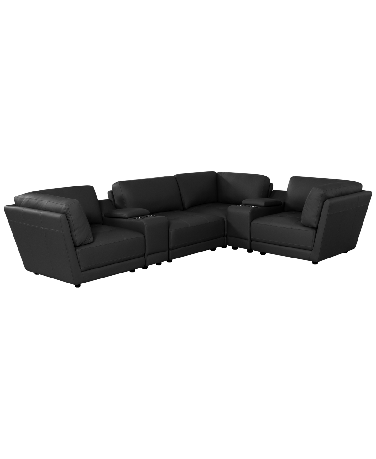 Click here for Versa 6-Pc. L-Shape Leather Sectional with 2 Conso... prices