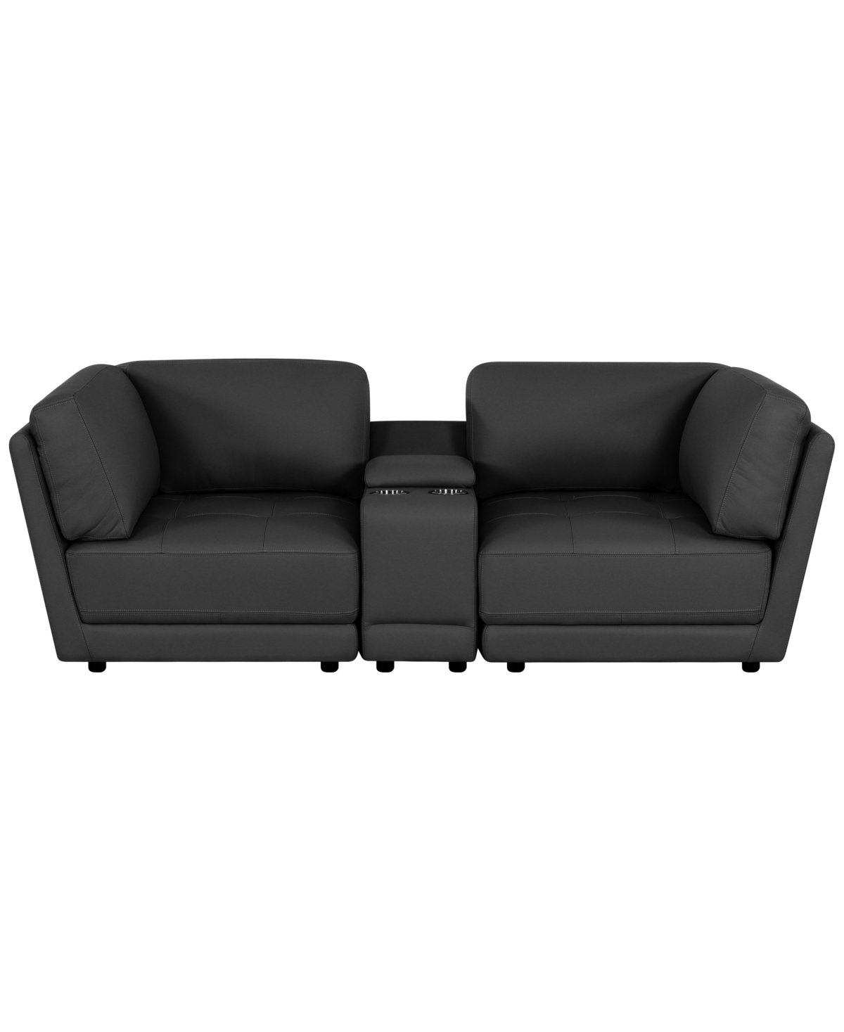 Click here for Versa 3-Piece Leather Console Sofa - Matte Black prices