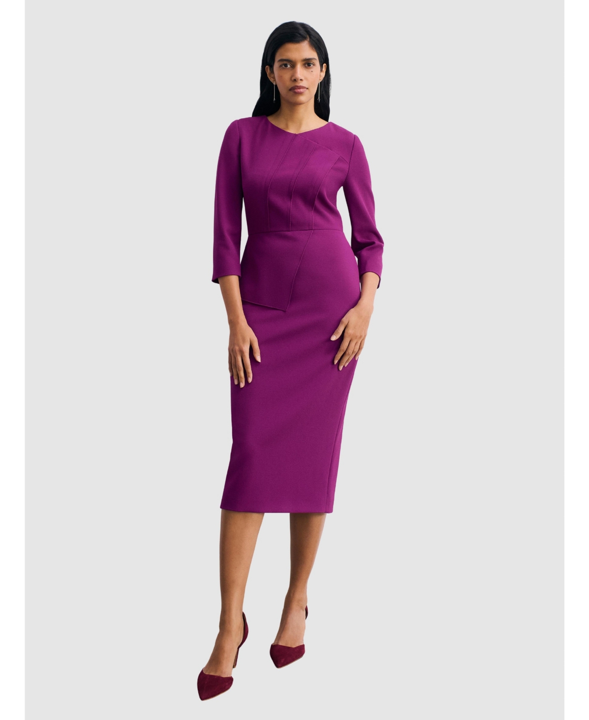 Click here for The Fold Womens Laviano Sculpt Stretch Crepe Dress... prices