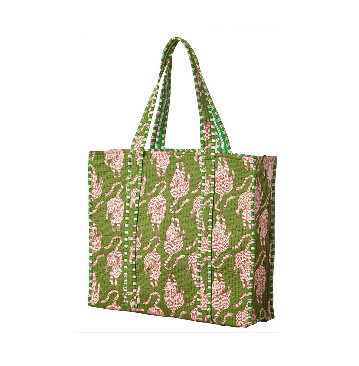 Click here for Verve Culture Quilted Feline Tote - Green prices
