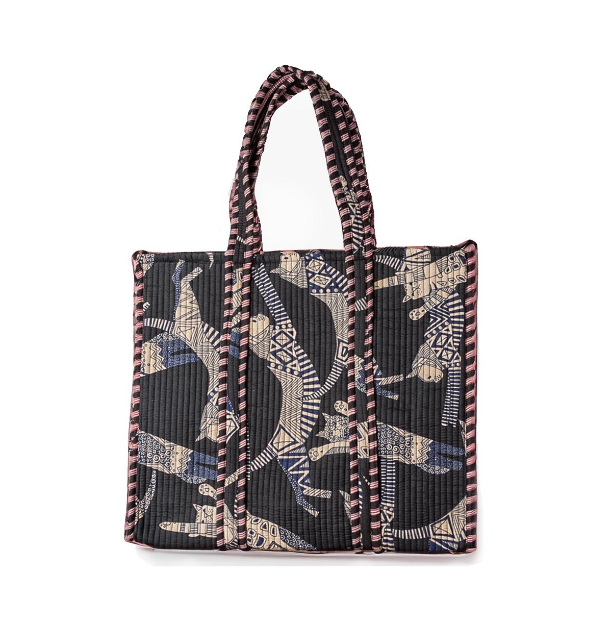 Click here for Verve Culture Quilted Feline Tote - Navy prices