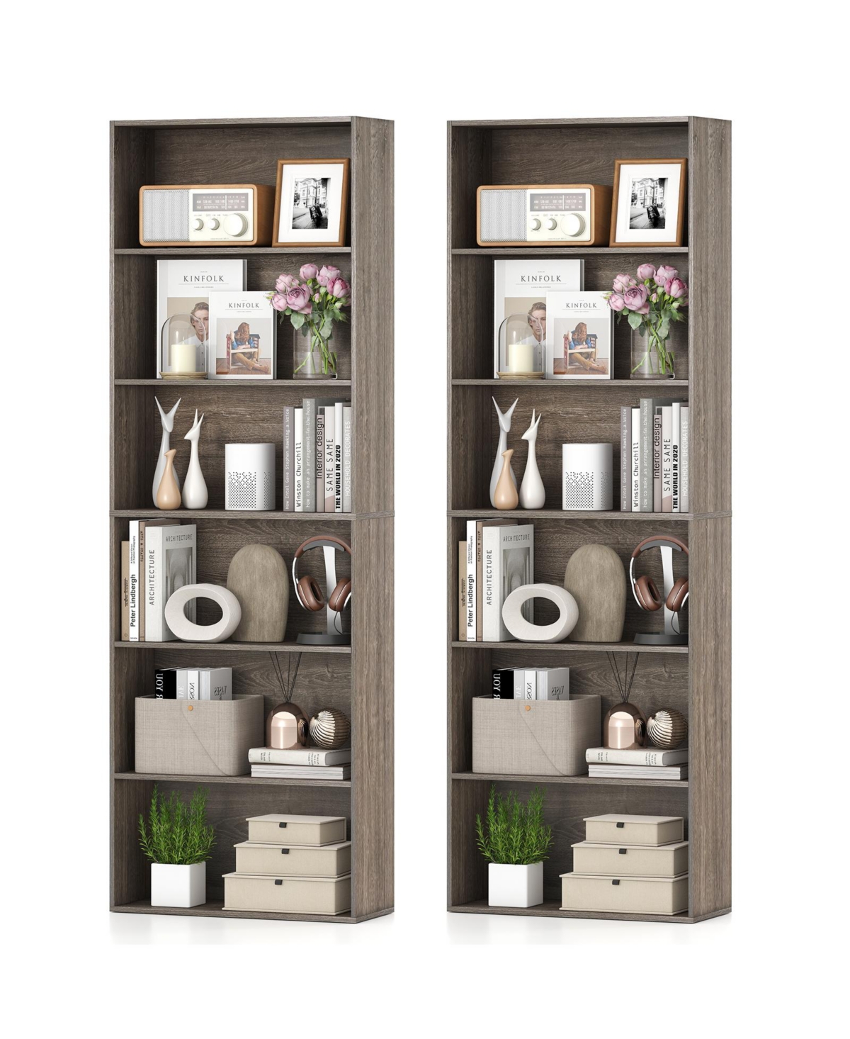 Click here for Gymax 2PCS 6-Tier Bookshelf w/Open Shelves Anti-Ti... prices