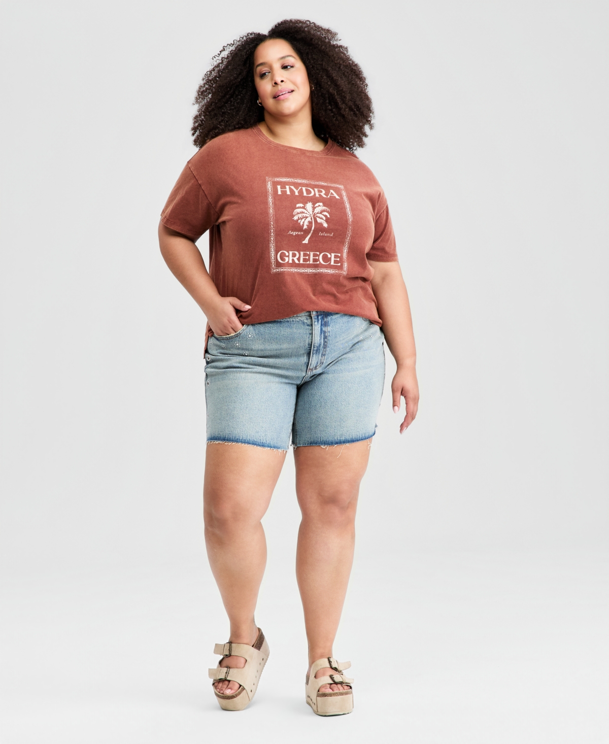 Click here for And Now This Plus Studded Raw-Hem Jean Shorts  Mac... prices