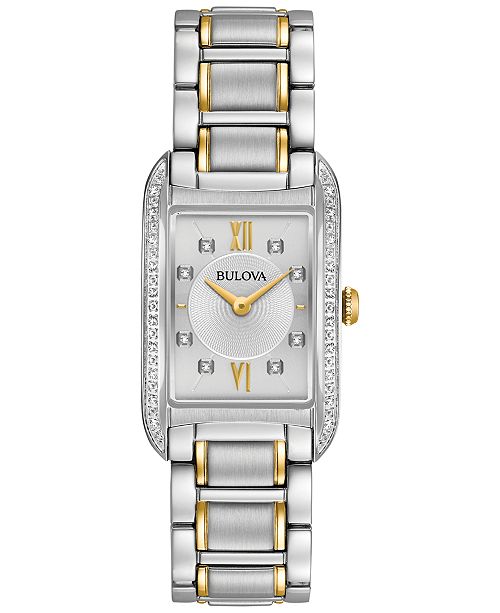 Bulova Women's Diamond Accent Two-Tone Stainless Steel Bracelet Watch ...