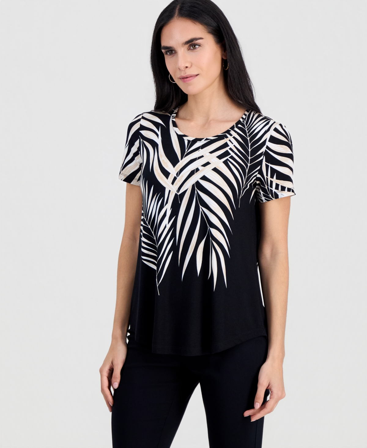Click here for Jm Collection Petite Tropical Short-Sleeve Round-N... prices