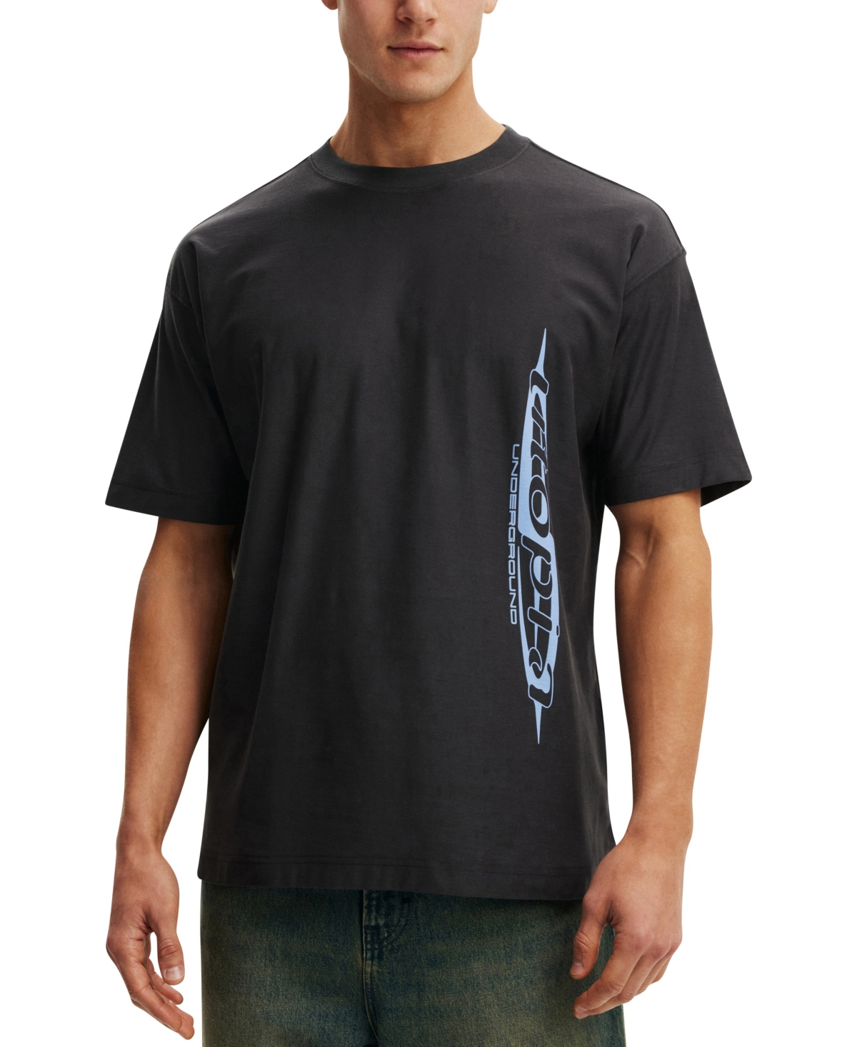 Click here for Cotton On Mens Modern Box-Fit Graphic T-Shirt - Bl... prices